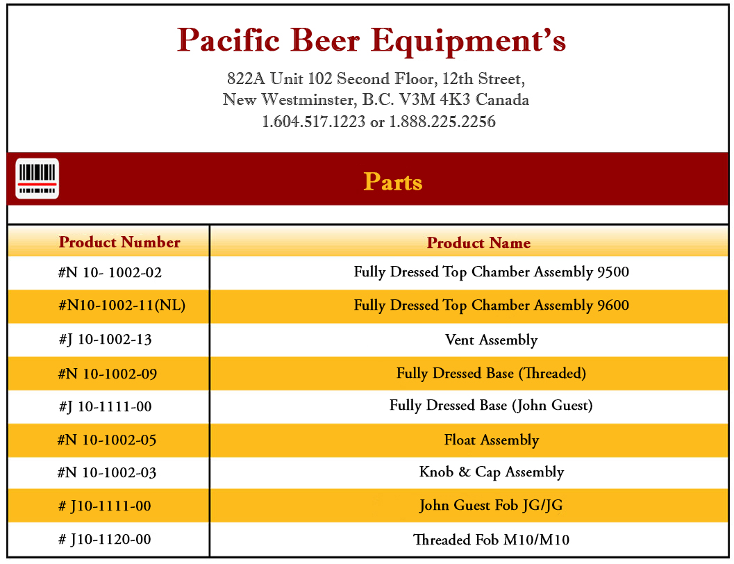 Parts - Pacific Beer Equipment